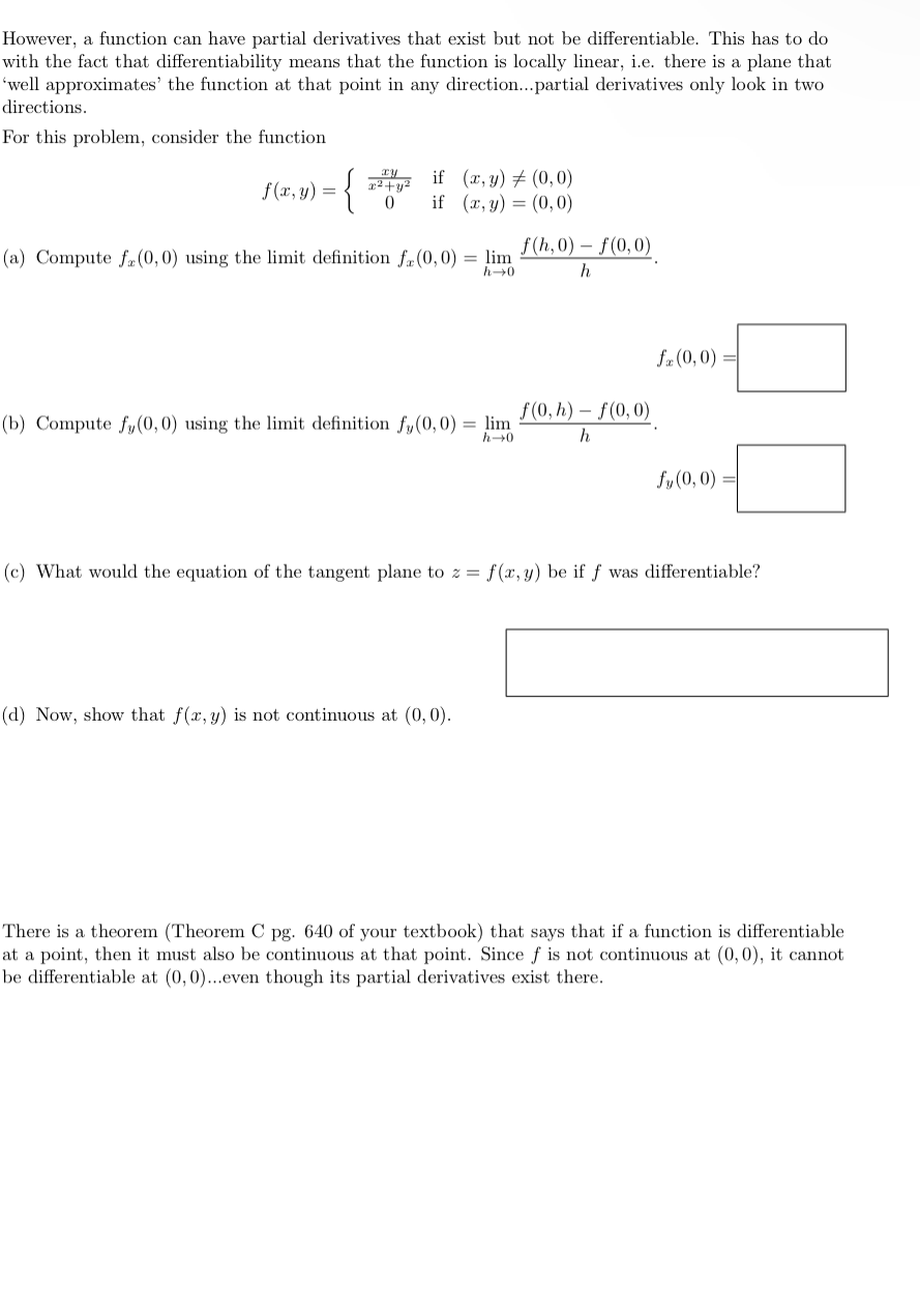 Solved However, a function can have partial derivatives that | Chegg.com
