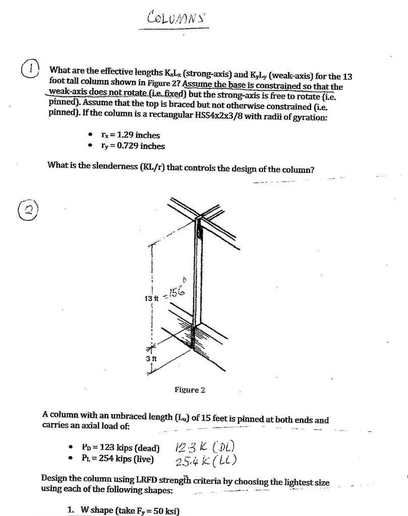 Solved What are the effective lengths Klx (strong-axis) and | Chegg.com