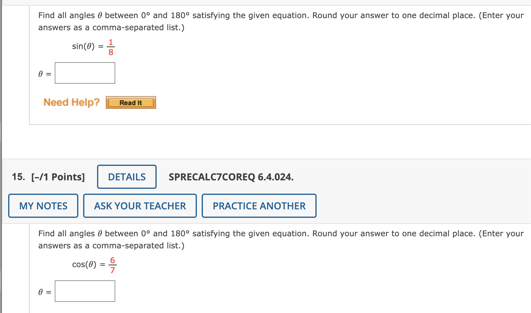 Solved Find all angles θ between 0∘ and 180∘ satisfying the | Chegg.com