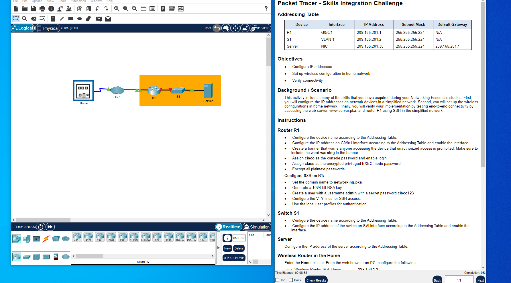 Solved Packet Tracer - Skills Integration Challenge | Chegg.com