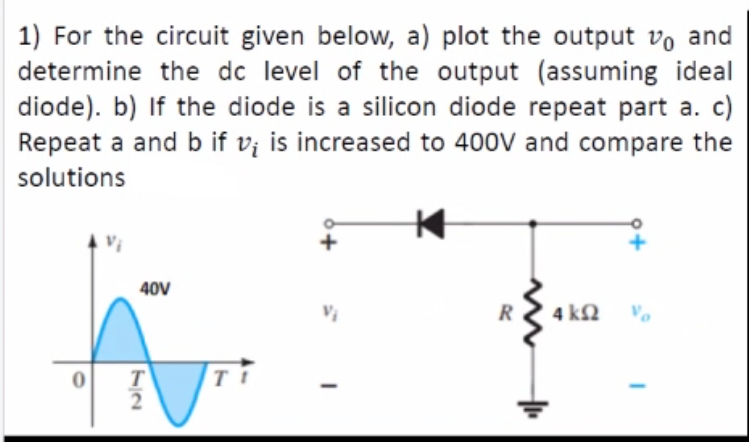 Solved 1) For the circuit given below, a) plot the output v0 | Chegg.com