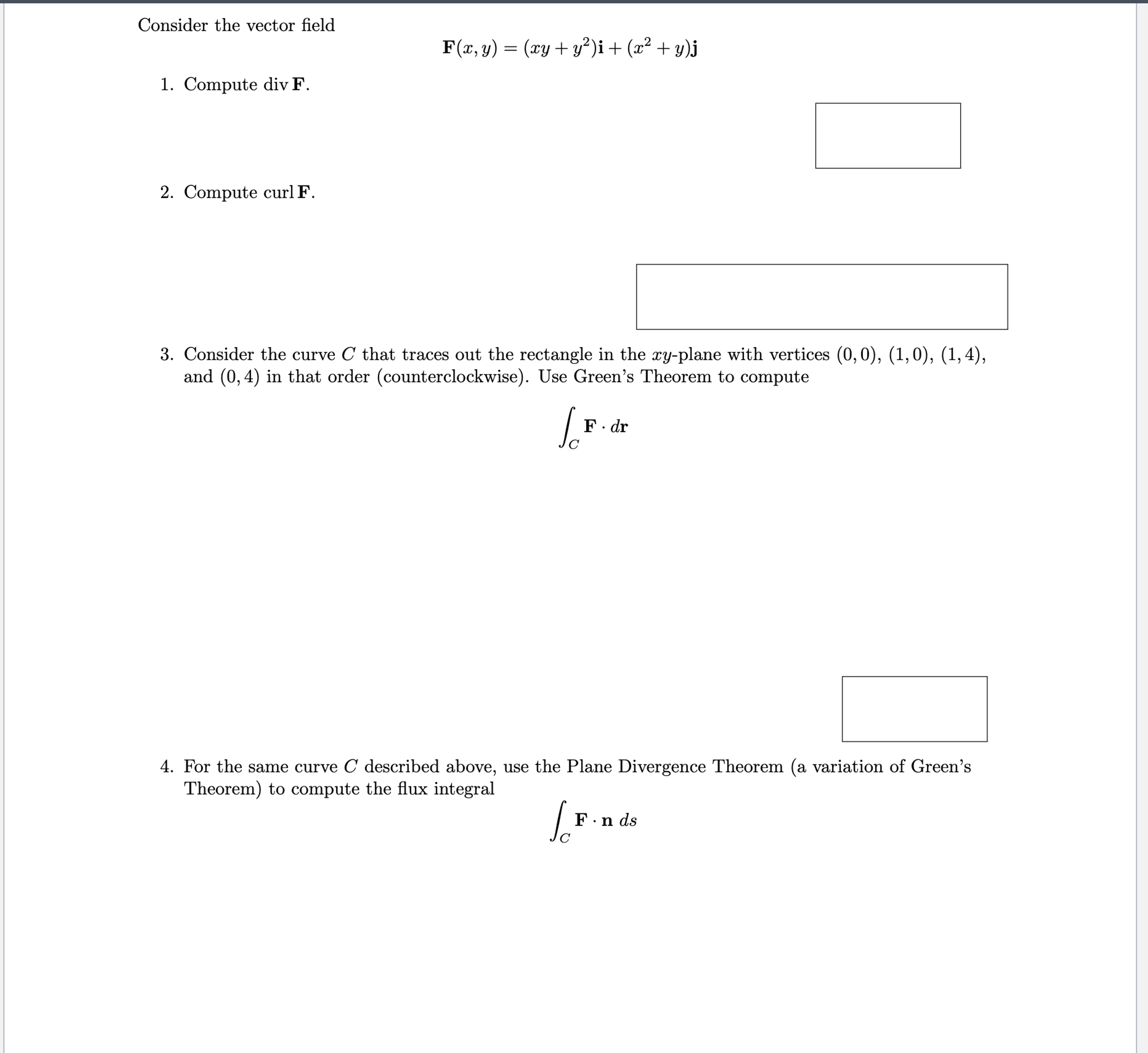 Solved Consider the vector fieldF(x,y)=(xy+y2)i+(x2+y)j(1) | Chegg.com