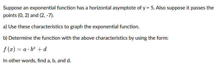 Solved Suppose an exponential function has a horizontal | Chegg.com