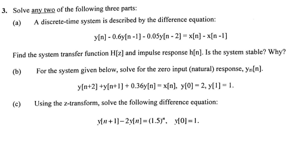 Solved Solve any two of the following three parts: (a) A | Chegg.com