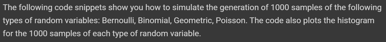 Solved The following code snippets show you how to simulate | Chegg.com