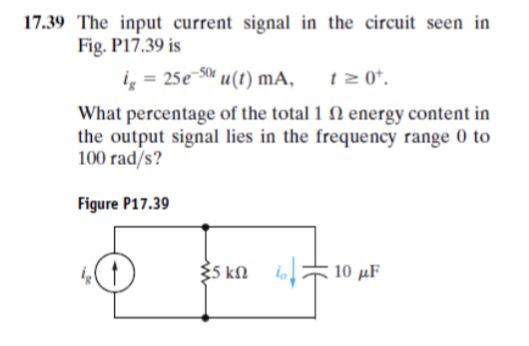 Solved 17.39 The input current signal in the circuit seen in | Chegg.com