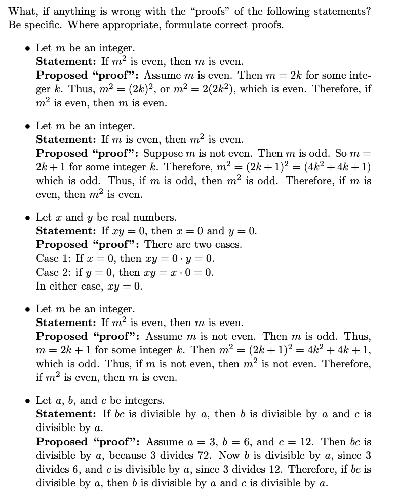 Solved What, if anything is wrong with the "proofs” of the | Chegg.com
