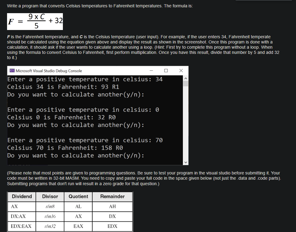 Solved F=59×C+32 F is the Fahrenheit temperature, and C is | Chegg.com
