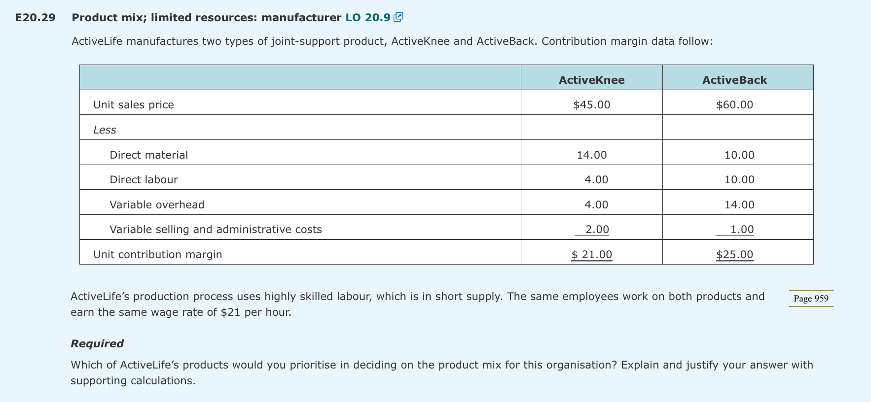 Solved 29 Product mix; limited resources: manufacturer LO | Chegg.com