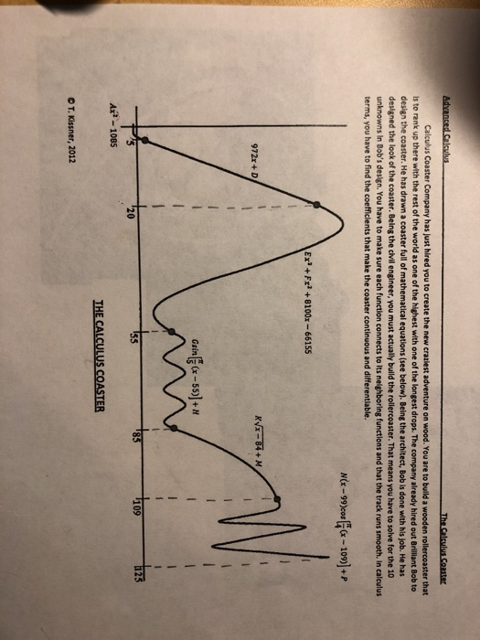 Solved Calculus Coaster Company has just hired you to create | Chegg.com