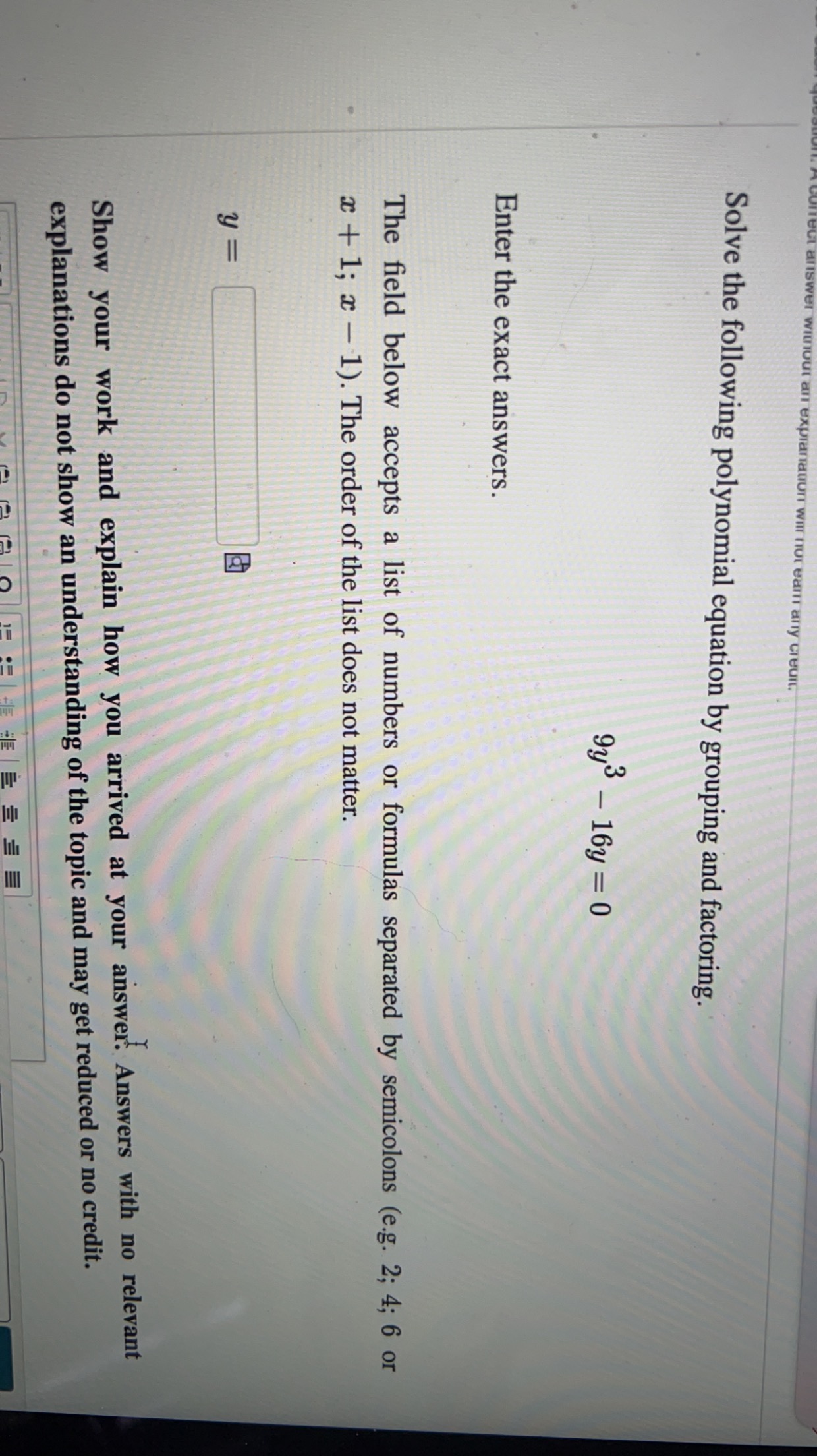 Solved Solve the following polynomial equation by grouping | Chegg.com