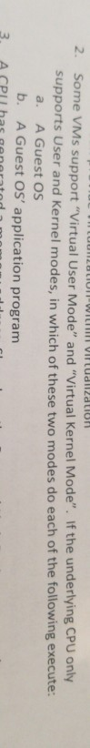 Solved Some VMs support "Virtual User Mode" and "Virtual | Chegg.com