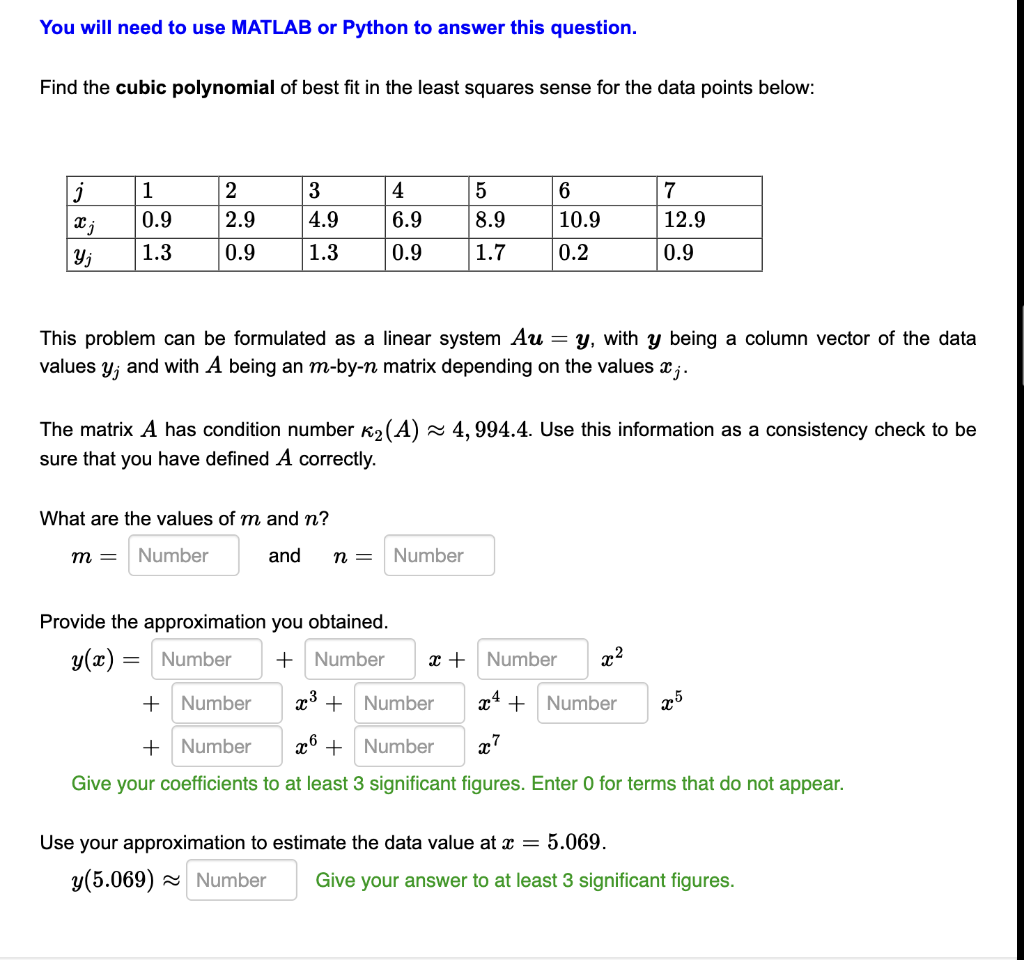 Solved You will need to use MATLAB or Python to answer this | Chegg.com