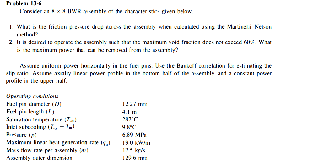 Solved Problem 13-6Consider an 8×8 ﻿BWR assembly of the | Chegg.com