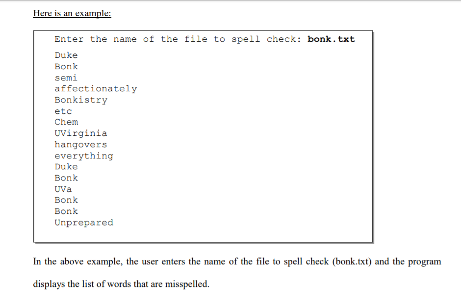 Solved Spell Checker The first version of the Unix-based | Chegg.com