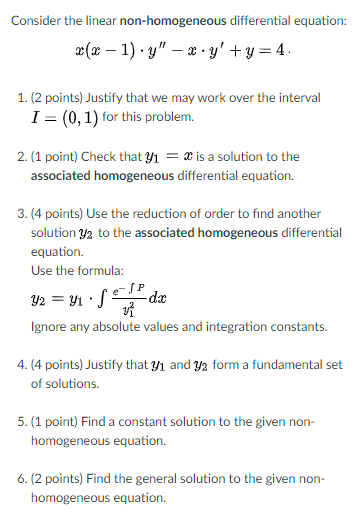 Solved Consider the linear non-homogeneous differential | Chegg.com