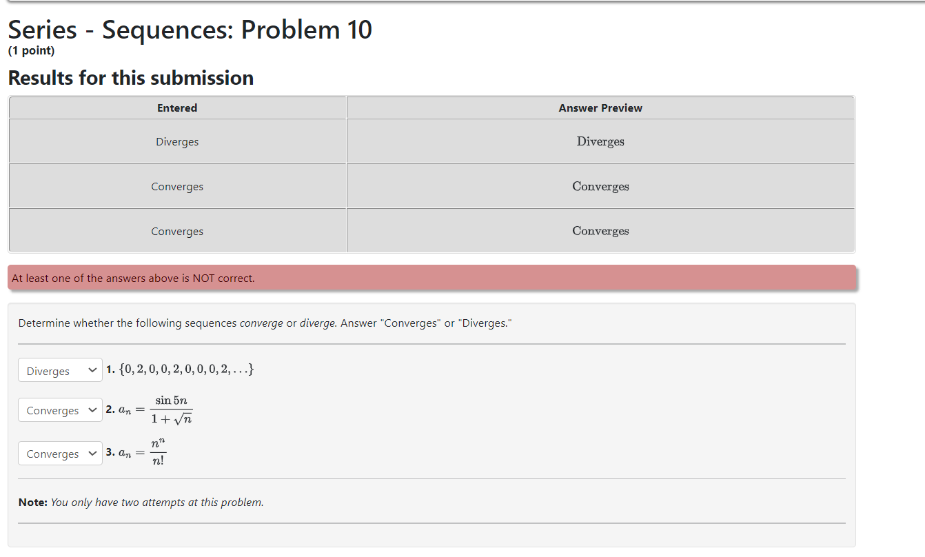 Solved Series - Sequences: Problem 10 (1 point) Results for | Chegg.com