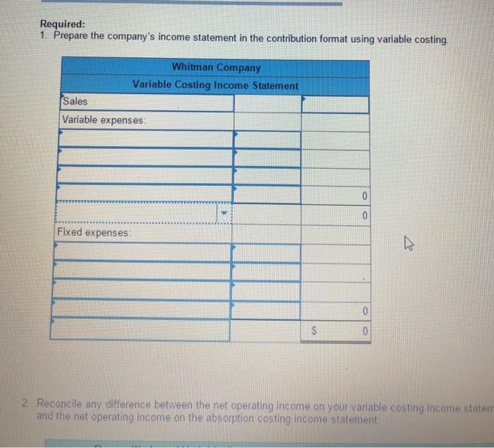 Solved Exercise 6-2 Variable costing income Statement; | Chegg.com