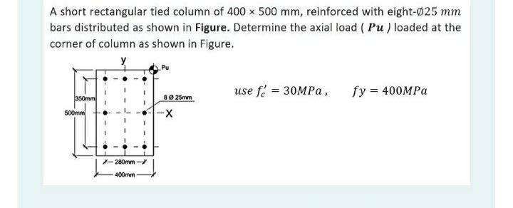 Solved A short rectangular tied column of 400 x 500 mm, | Chegg.com