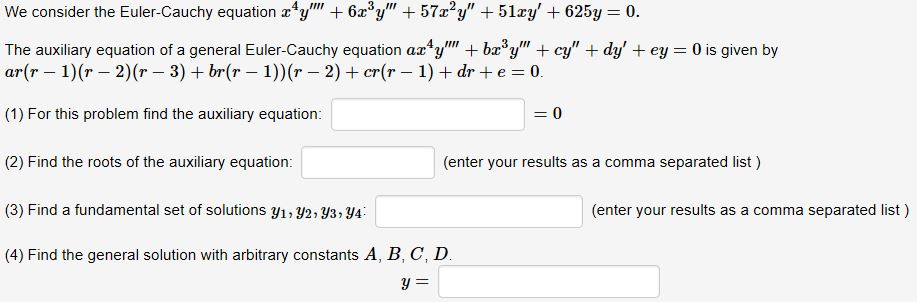 Solved We consider the Euler-Cauchy | Chegg.com