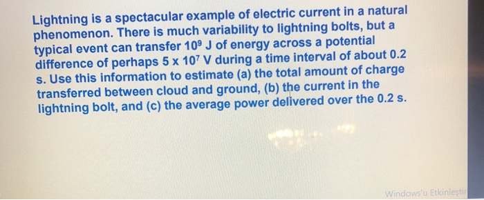 Solved Lightning is a spectacular example of electric | Chegg.com