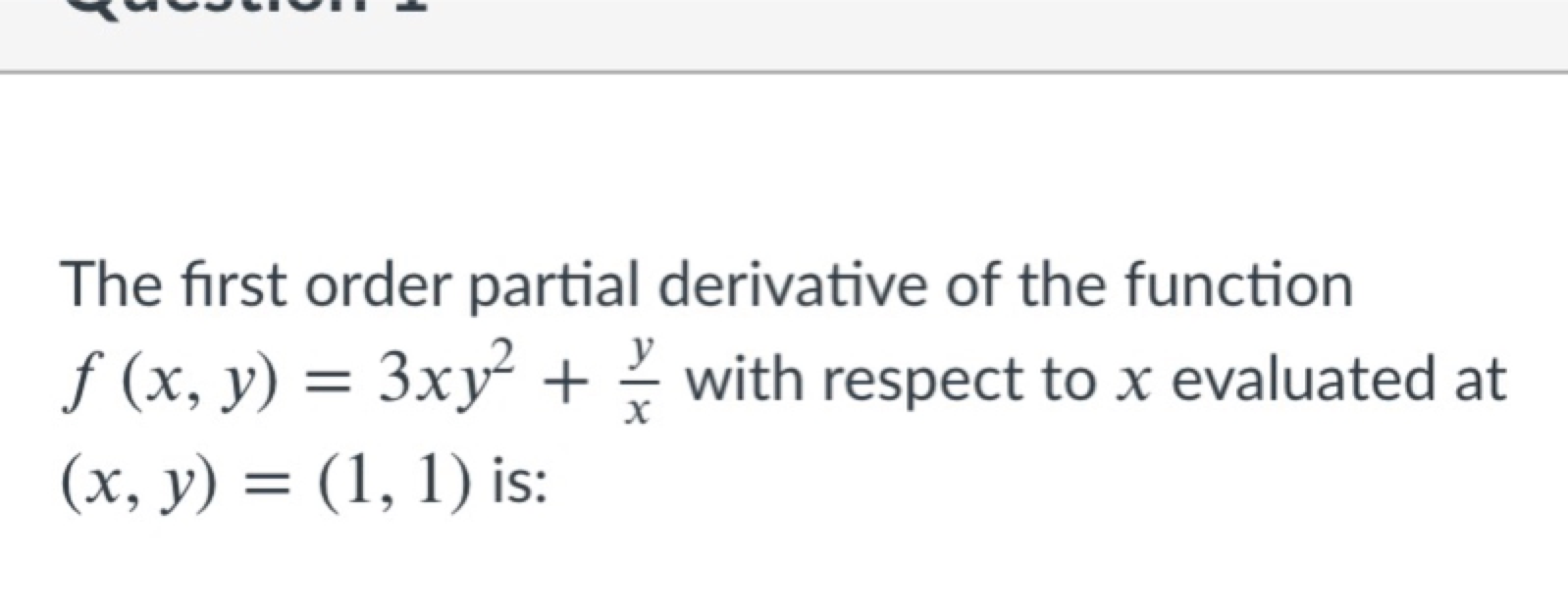 Solved The first order partial derivative of the function f | Chegg.com