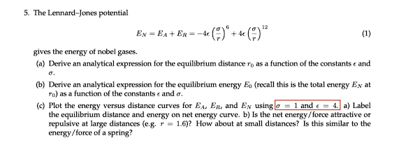 5. The Lennard-Jones potential | Chegg.com