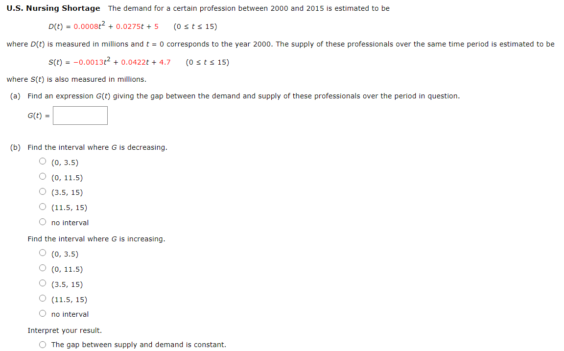 Solved U.S. Nursing Shortage The demand for a certain | Chegg.com