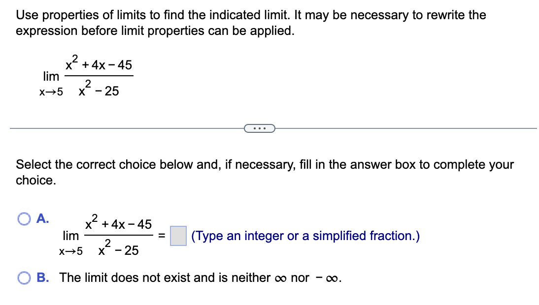 Solved Use properties of limits to find the indicated limit. | Chegg.com
