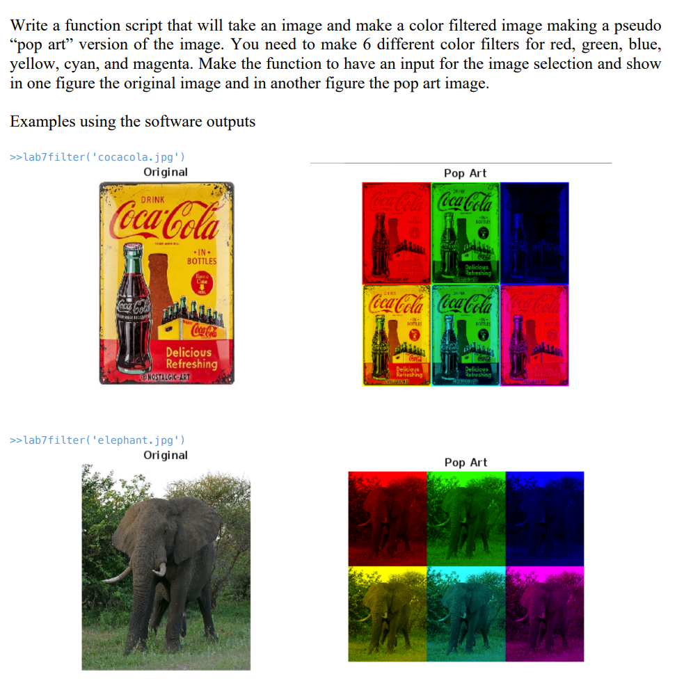 Solved Write a function script that will take an image and | Chegg.com