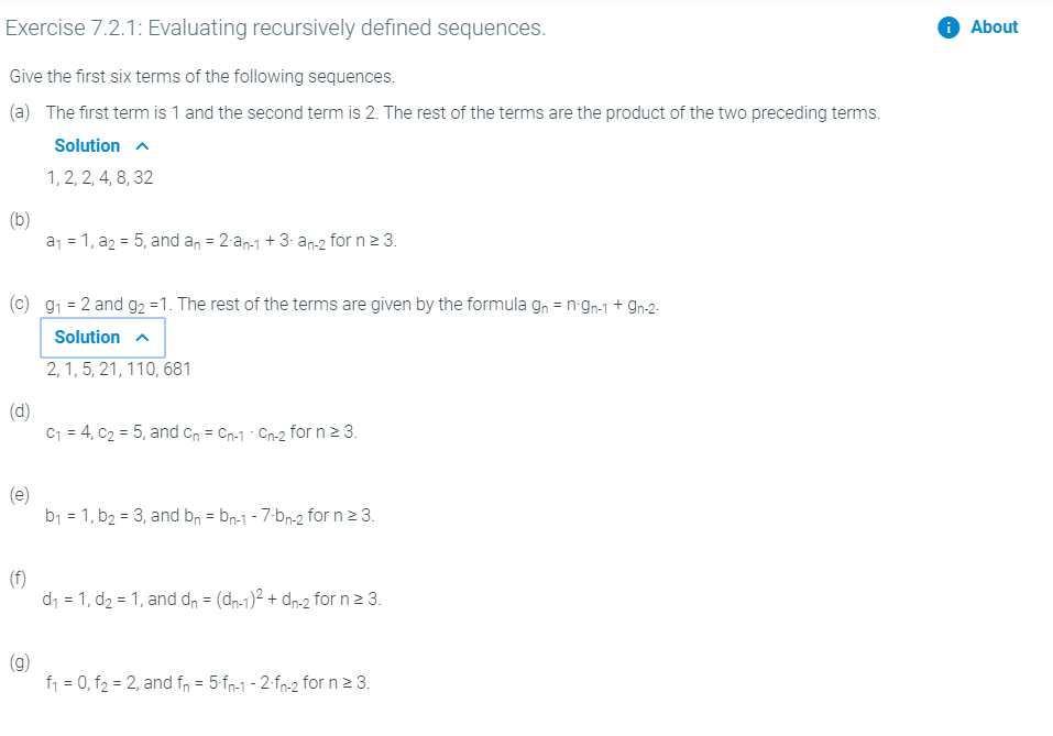Solved Exercise 721 Evaluating Recursively Defined 