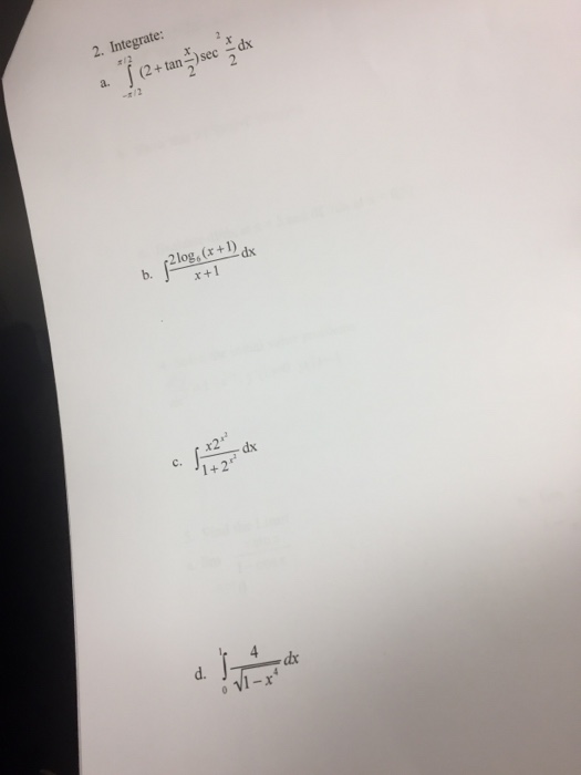 Solved Integrate: integral^pi/2 _-pi/2 (2 + tan x/2) sec^2 | Chegg.com