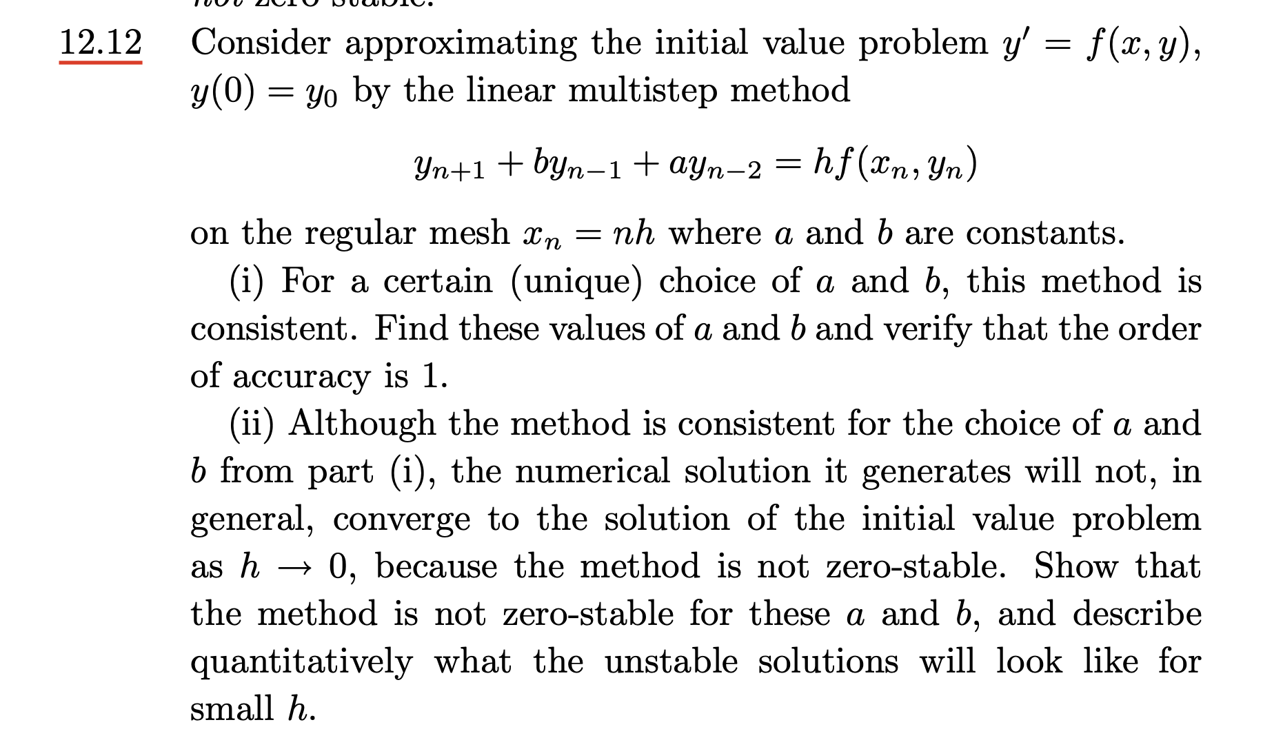 12 15 Determine The Order Of The Linear Multistep