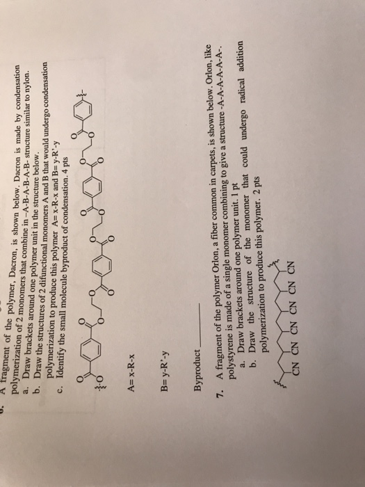Solved 0. A fragment of the polymer, Dacron, is shown below. | Chegg.com