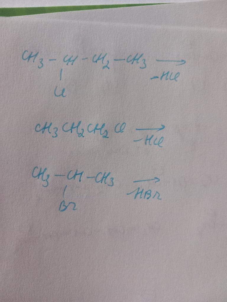 Solved CH3CH2CH2Cl−HCl BrCH3−CH3−CH3HBr | Chegg.com