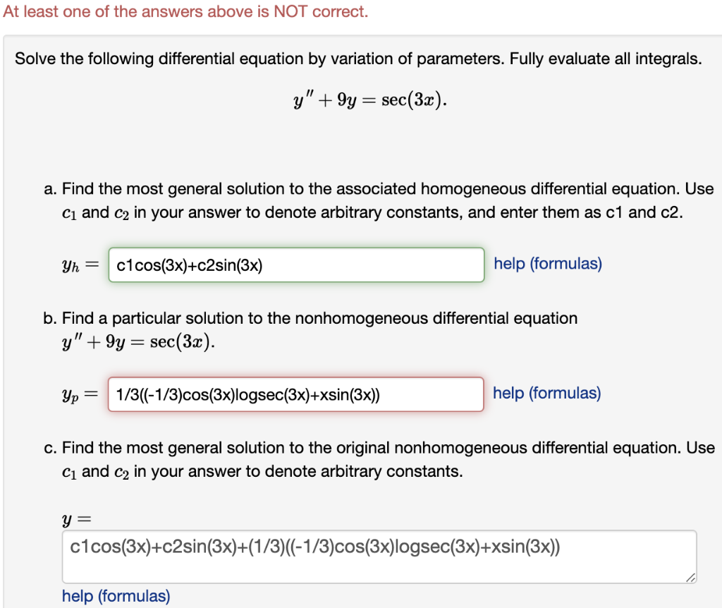 Solved PARTS B & C INCORRECT PARTS B & C INCORRECT PARTS B | Chegg.com