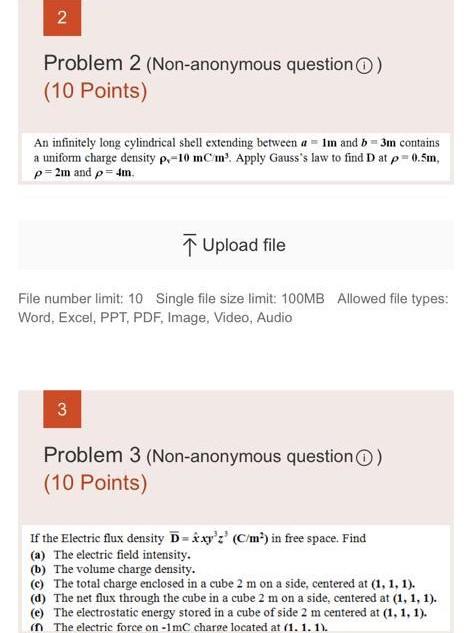Solved 2 Problem 2 (Non-anonymous question ) (10 Points) An | Chegg.com