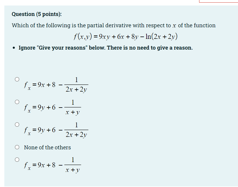 Solved Question (5 points): Which of the following is the | Chegg.com