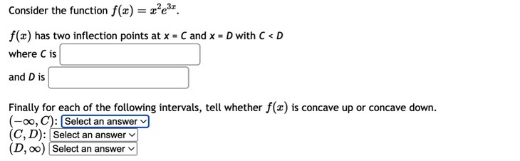 Solved Consider the function f(x)=x2e3x.f(x) ﻿has two | Chegg.com