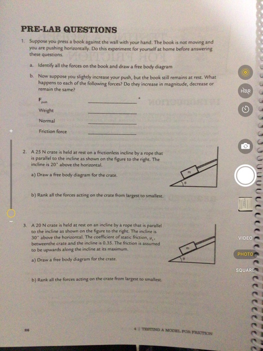 Solved PRE-LAB QUESTIONS 1. Suppose you press a book against | Chegg.com