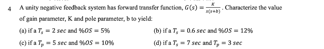 Solved A unity negative feedback system has forward transfer | Chegg.com