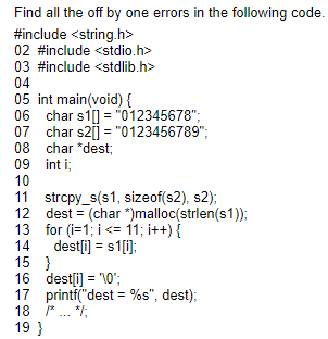 Solved Find all the off by one errors in the following code | Chegg.com