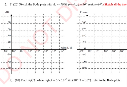 3. 1) (20) Sketch the Bode plots with | Chegg.com