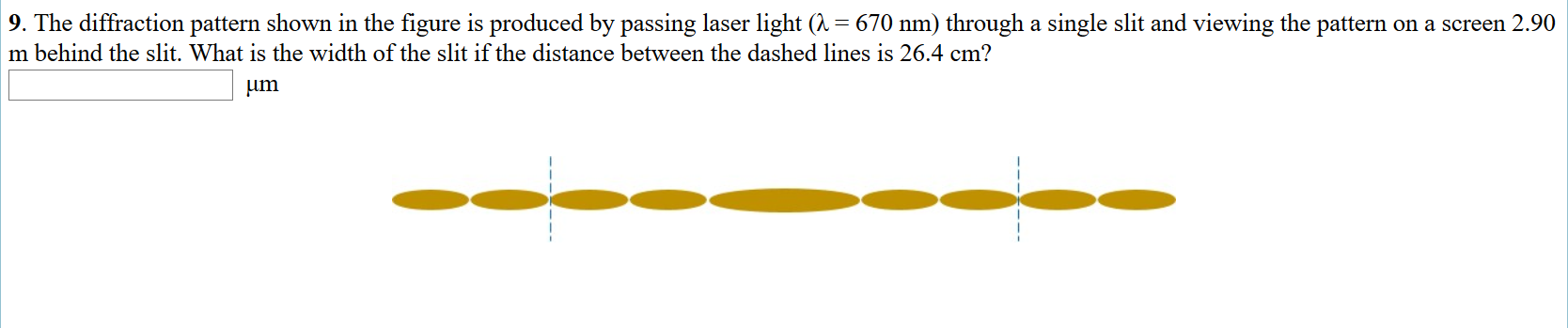 Solved 9. The diffraction pattern shown in the figure is | Chegg.com