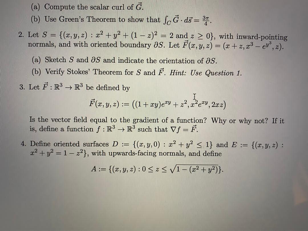 Solved (a) Compute the scalar curl of G. (b) Use Green's | Chegg.com