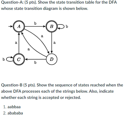 Solved Question-A: (5 pts). Show the state transition table | Chegg.com