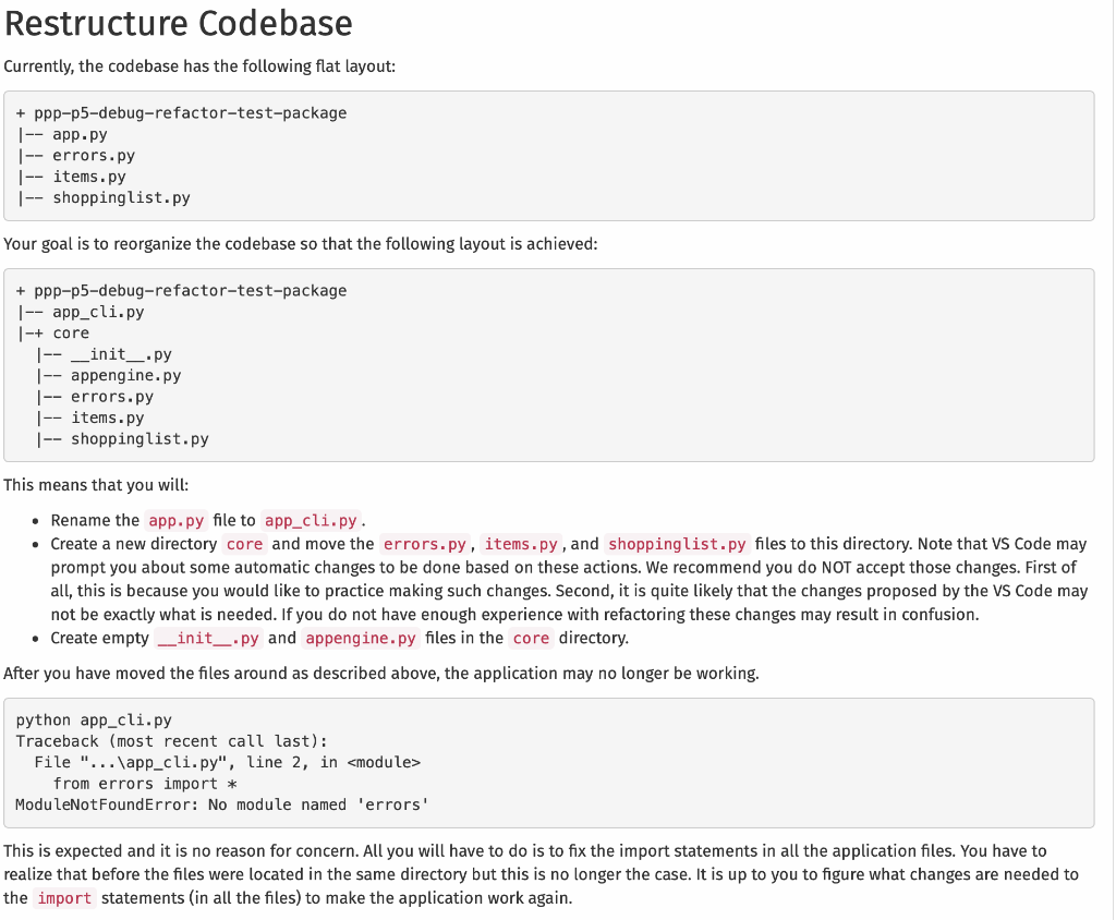 Solved In this task you will re-organize the code base. Your | Chegg.com