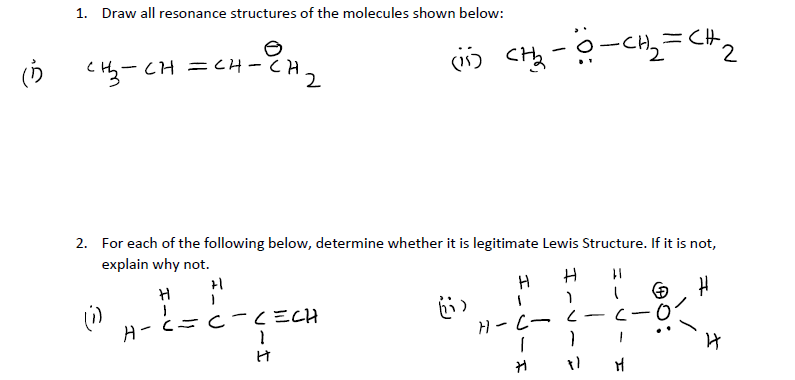 Solved 1. Draw all resonance structures of the molecules | Chegg.com