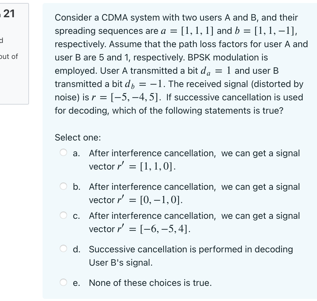Solved 21 put of Consider a CDMA system with two users A and | Chegg.com