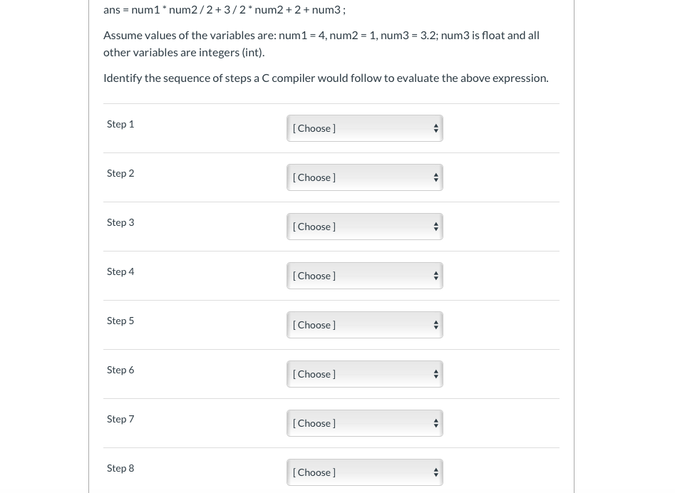 (Solved) : Ans Num1 Num2 2 3 2 Num2 2 Num3 Assume Values Variables Num1 ... (Solved) : Ans Num1 Num2 2 3 2 Num2 2 Num3 Assume Values Variables Num1 ...